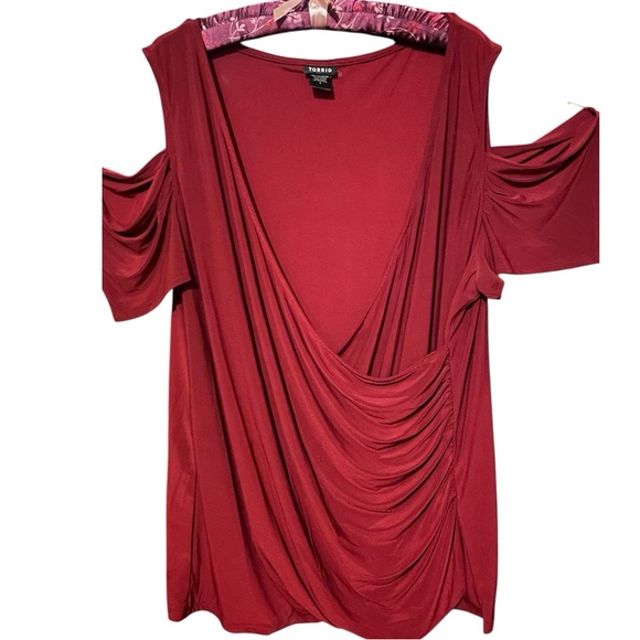 torrid | Tops | Torrid Elegant Red Draped Womens Top Plus Size 4 | Poshmark